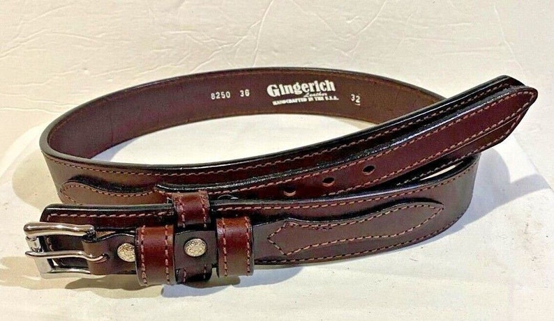Men's Genuine Brown Leather Ranger Style Belt Amish Crafted in USA - Etsy