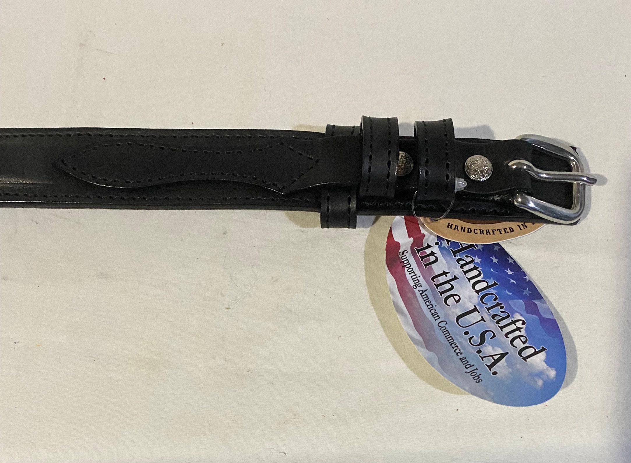 Men's Genuine Black Leather Ranger Style Belt Amish Hand Crafted Made ...