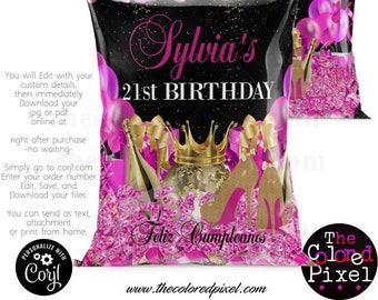 Pink and Silver House Party Chip Bag - Etsy