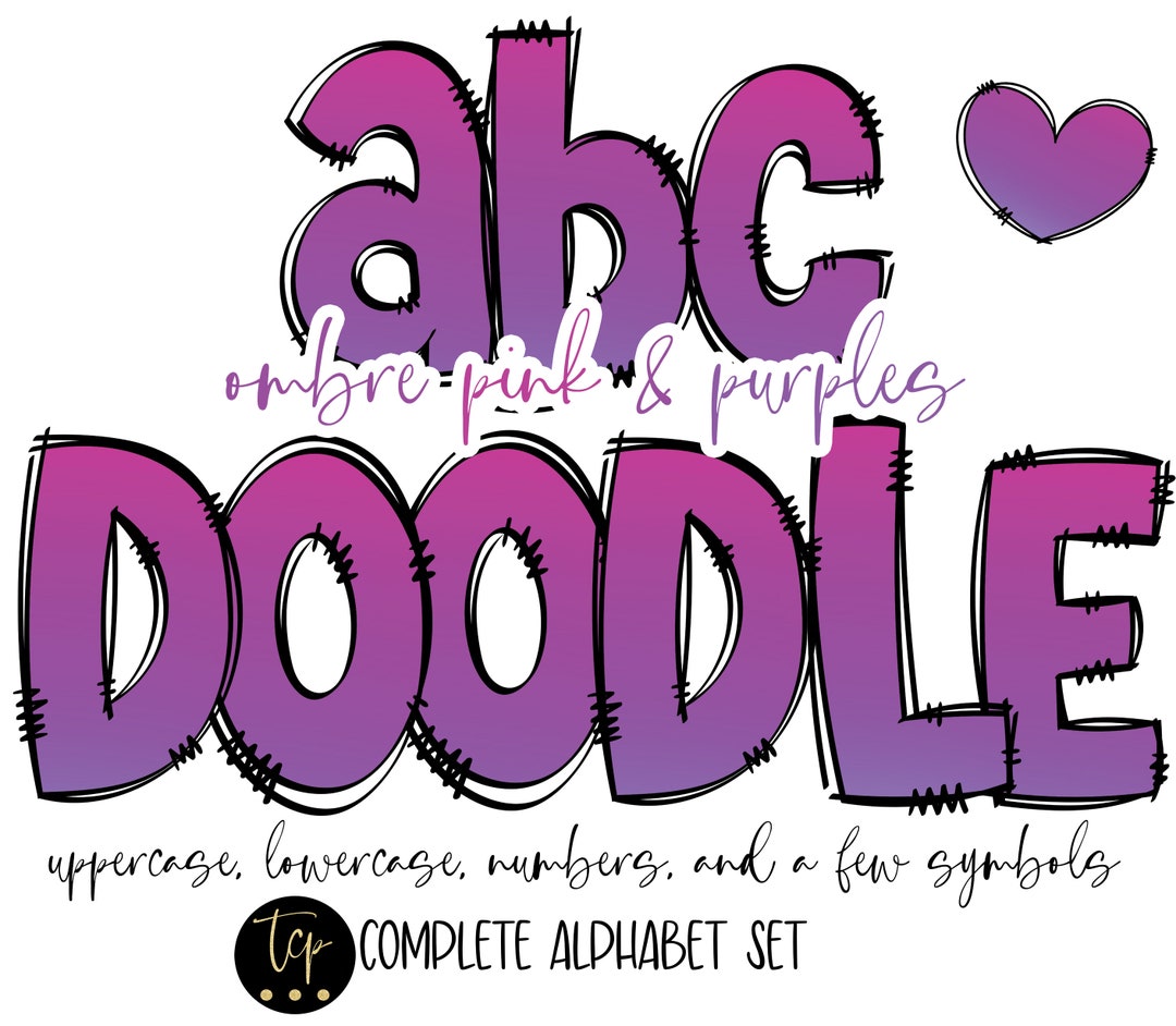 Doodle Letters PNG Alphabet Bundle, Hand Drawn Alpha Pack, Digital ...