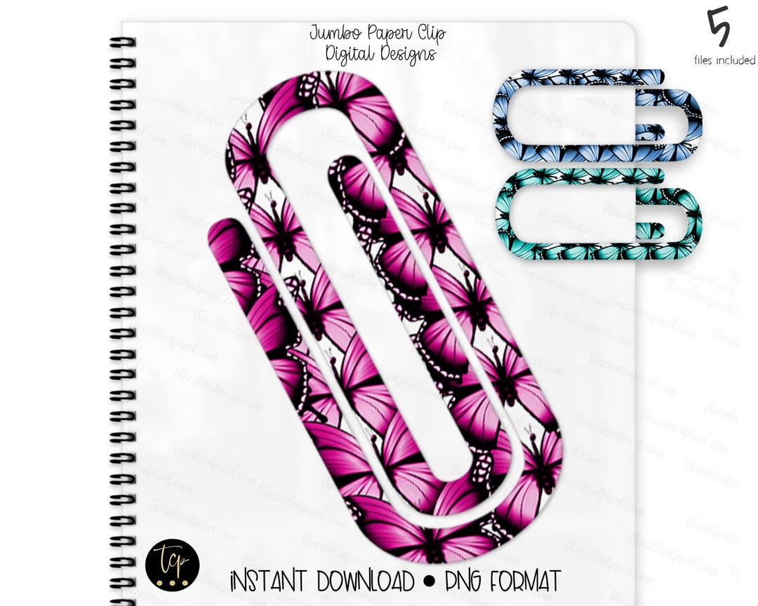Butterfly Paper Clip Design Bundle: Jumbo Sublimation PNG (digital ...