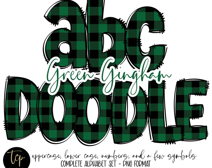 Pastel Buffalo Plaid Letters Doodle Alphabet Png, Buffalo Plaid ...