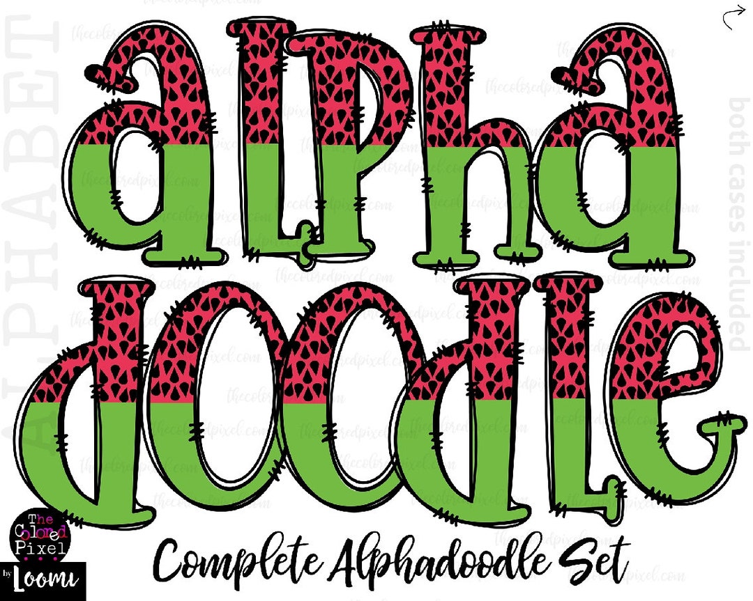 Doodle Letters PNG Alphabet Bundle, Hand Drawn Alpha Pack, Digital ...