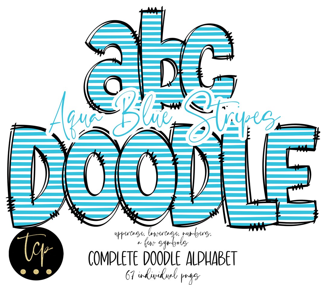 Doodle Letters PNG Alphabet Bundle, Hand Drawn Alpha Pack, Digital ...