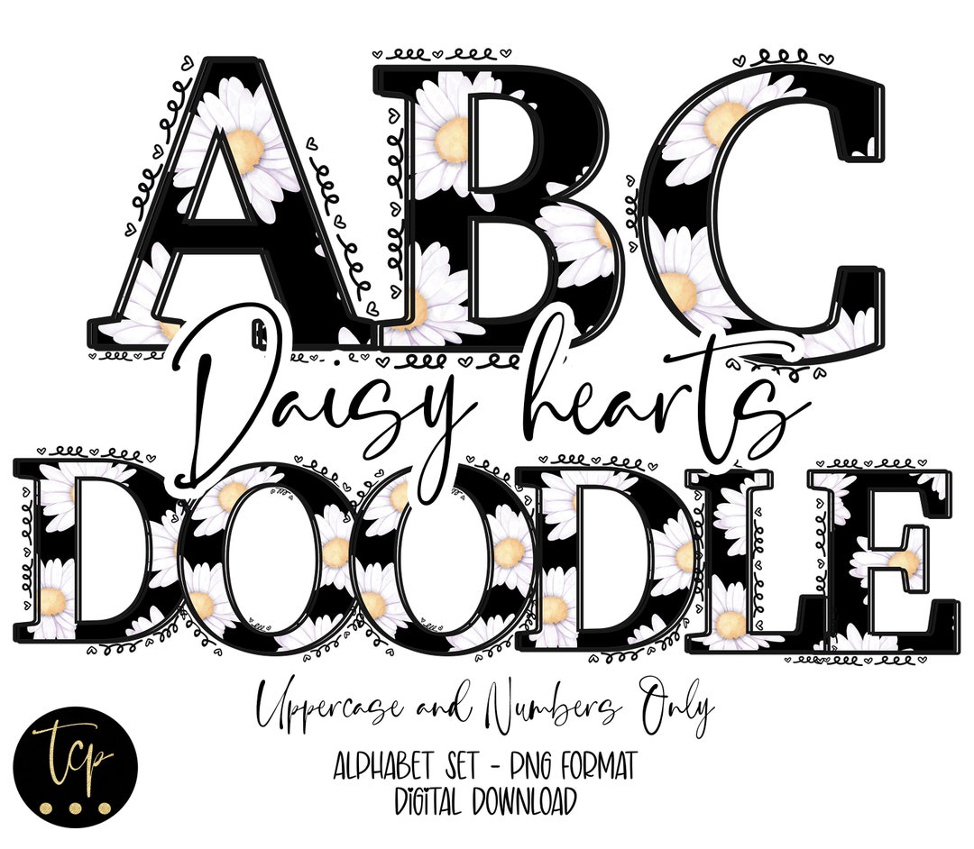 Doodle Daisy Letters PNG Alphabet Bundle (digital Download) - Etsy
