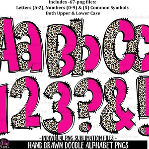 Doodle Letters PNG: Pink Cheetah Alphabet (digital Download) - Etsy
