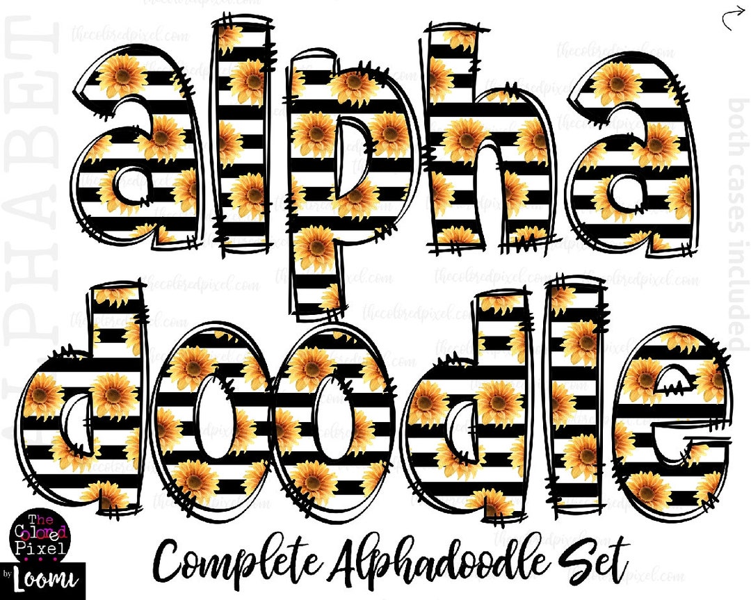 Doodle Letters PNG Alphabet Bundle, Hand Drawn Alpha Pack, Digital ...