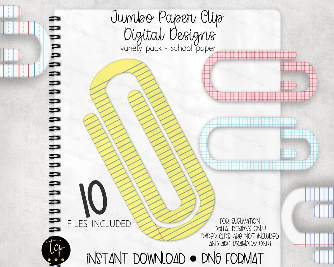 Jumbo Big Paper Clip Design Bundle, Paperclip Digital Sublimation PNG ...