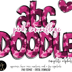 Camouflage Doodle Letters PNG Alphabet, Hand Drawn Alpha Pack, Digital ...