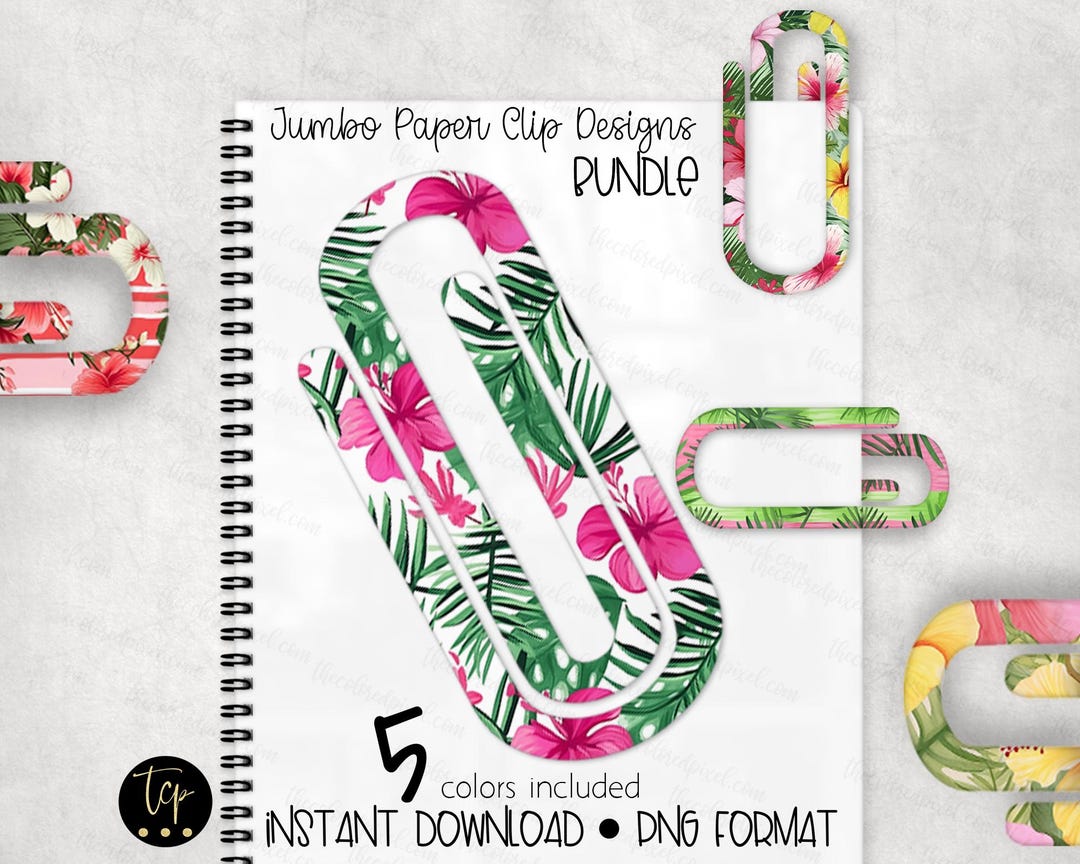 Jumbo Big Paper Clip Design Bundle (5), Paperclips, Digital Sublimation ...