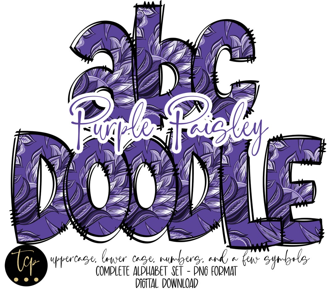 Purple Paisley Doodle Alphabet PNG Clipart (digital Download) - Etsy