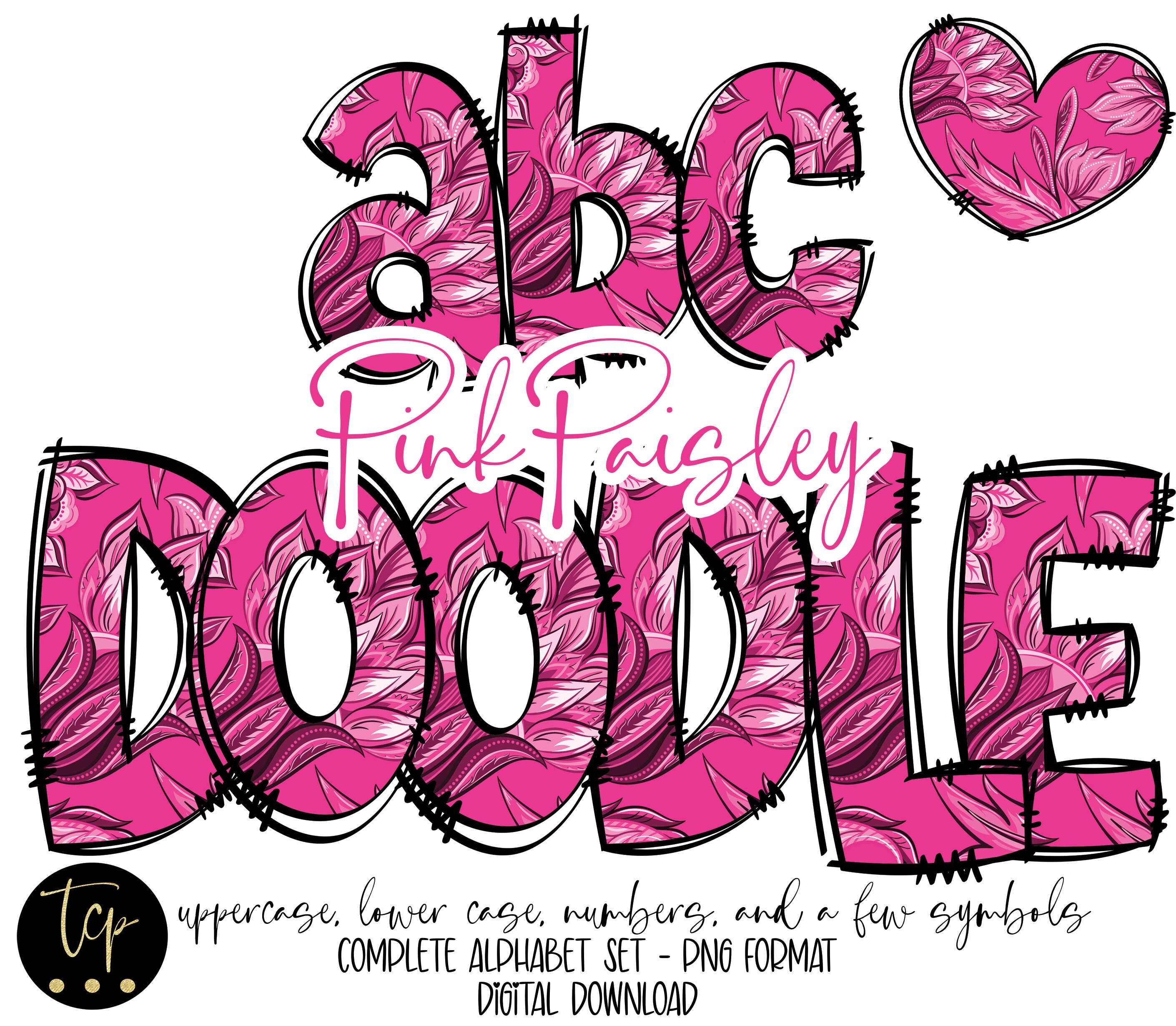 Pink Paisley Doodle Alphabet PNG Clipart (digital Download) - Etsy