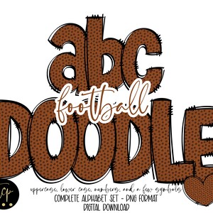 Football Doodle Letters PNG Alphabet Bundle, Hand Drawn Alpha Pack ...