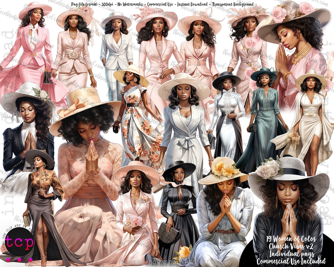 Praying Sisters Clipart: Black Women in Church Hats (PNG Digital Download) - Etsy