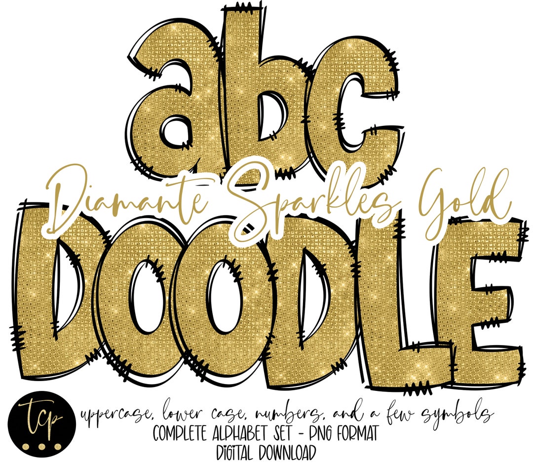 Doodle Letters PNG Alphabet Bundle, Hand Drawn Alpha Pack, Digital ...