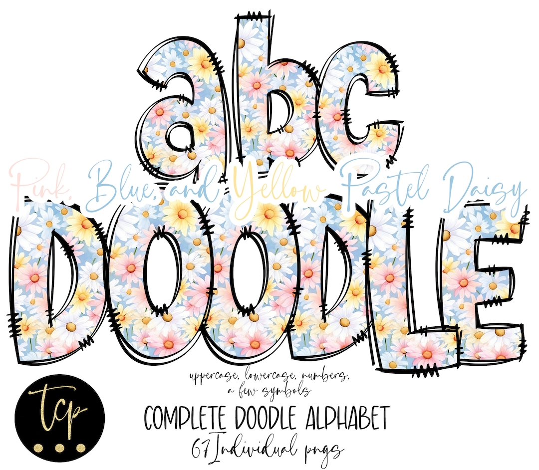 Doodle Letters PNG Alphabet Bundle, Hand Drawn Alpha Pack, Digital ...
