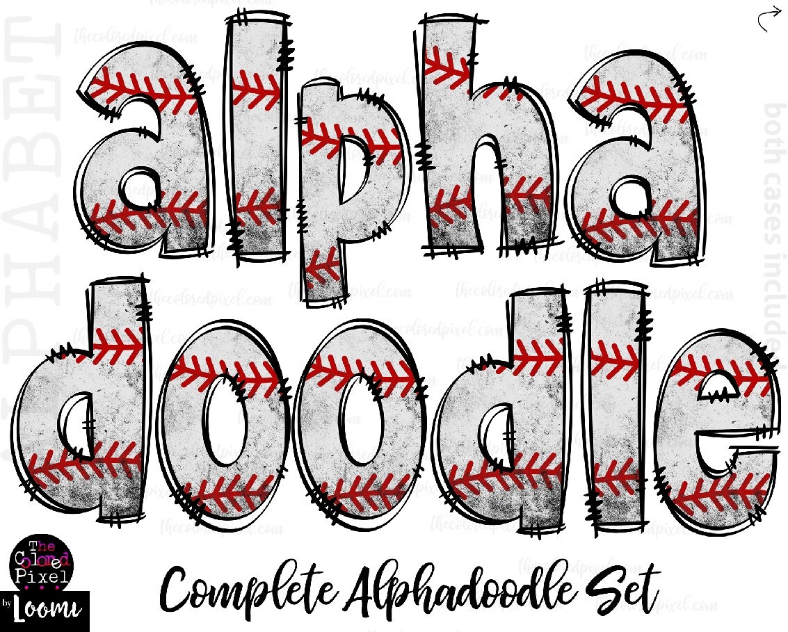Baseball Doodle Alphabet PNG Bundle: Sports Letters (digital Download ...