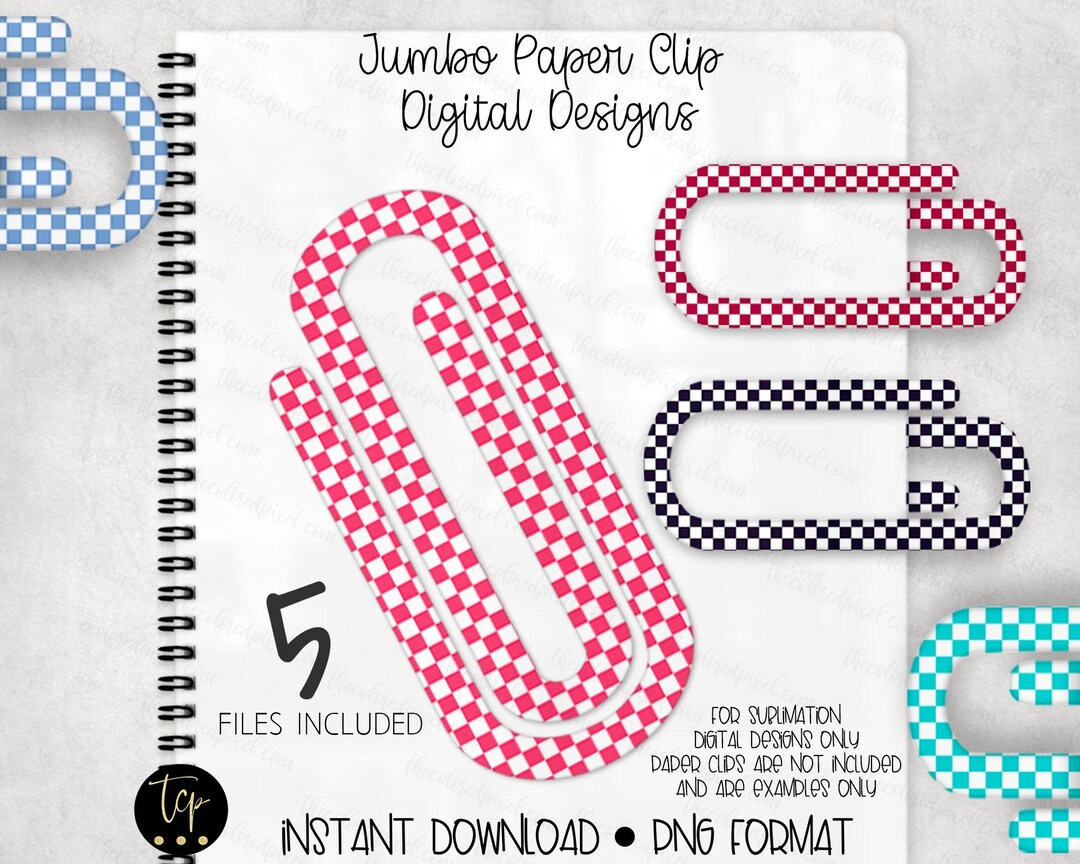 Jumbo Big Paper Clip Design Bundle (5), Paperclip, Digital Sublimation ...