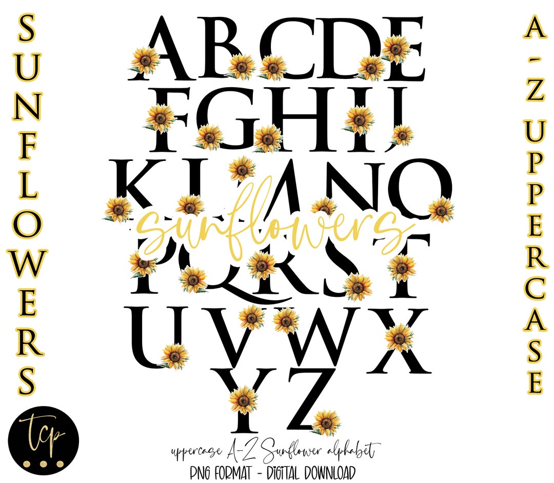 Sunflower Letter Alphabet Pngs, Sublimation Alphabet Clipart Sunflowers ...