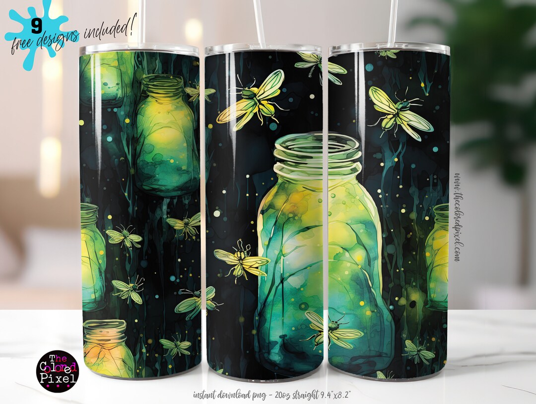 Firefly Tumbler Wrap: Alcohol Ink Seamless Design (PNG Digital Download ...
