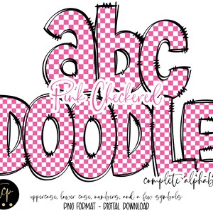 Checkered Alphabet Hand Drawn Doodle Alpha Pack, Digital Sublimation ...