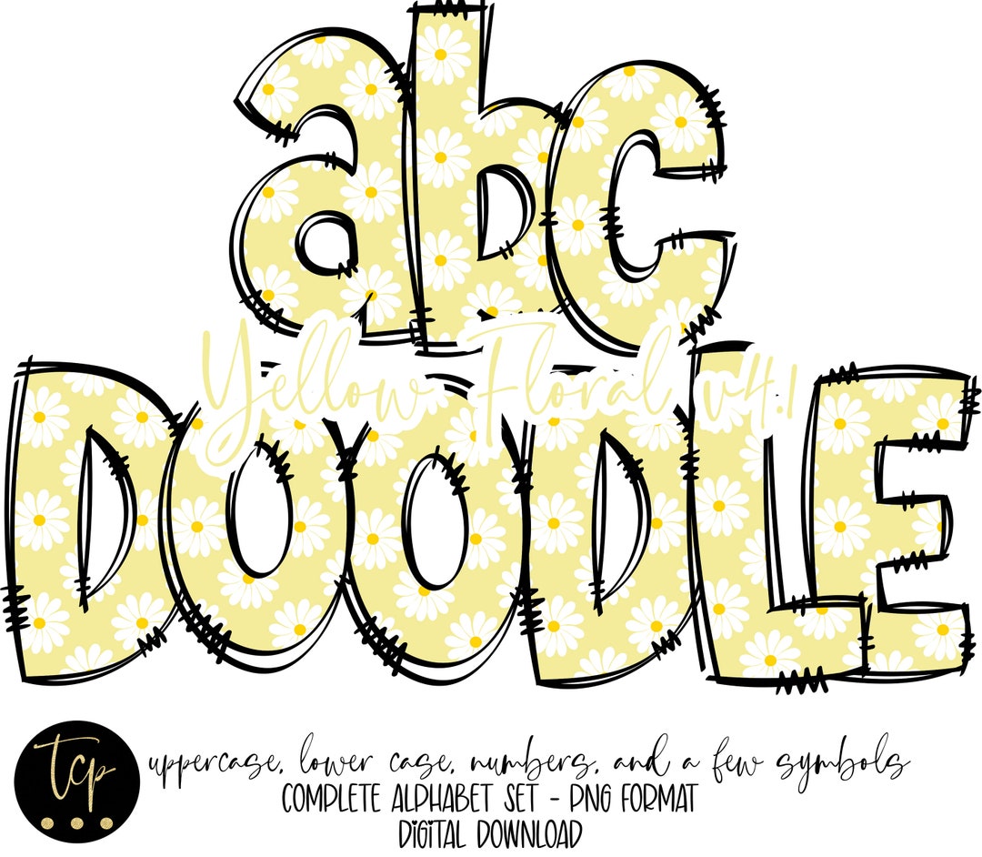 Yellow Alphabet Letters PNG Bundle, Mother's Day Alphabet, Hand Drawn ...