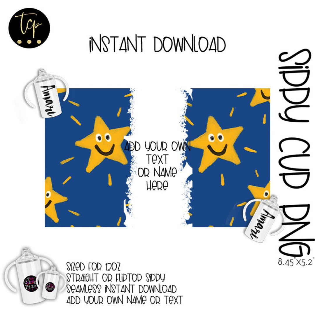 Stars and Moons, 12oz Sippy Cup Png, 12OZ Sublimation Design Png, 8 ...