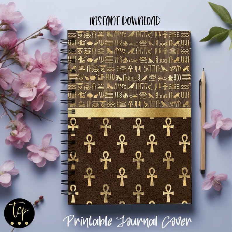 Ankh Printable Planner Cover: Egyptian Hieroglyphics Art (PNG Digital ...