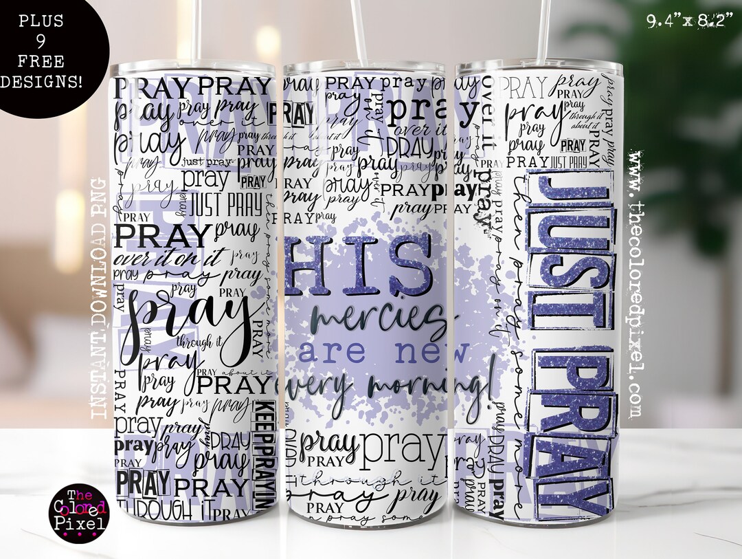 Christian Praying Tumbler Wrap: Purple Teal Prayer (PNG Digital ...