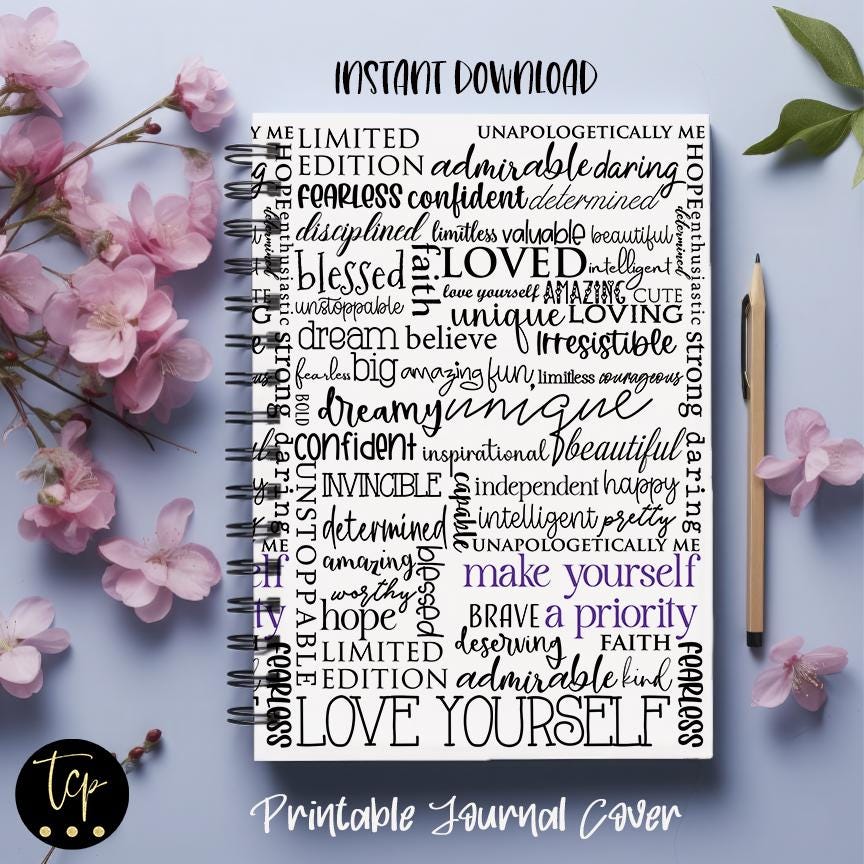 Positive Affirmations Notebook Cover PNG: Inspirational Sublimation ...