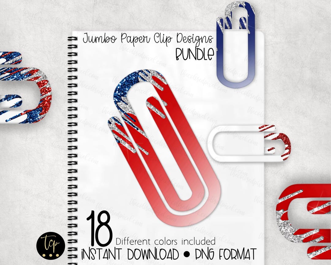 Jumbo Paper Clip Design Bundle: Christmas Glitter PNG (digital Download ...