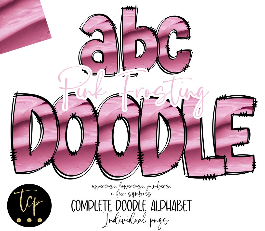 Pink Frosting Doodle Letters PNG Alphabet (digital Download) - Etsy