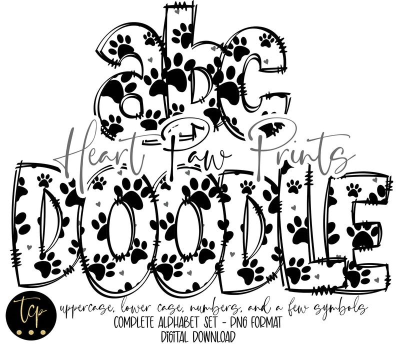 Doodle Paw Print Alphabet PNG Bundle (digital Download) - Etsy