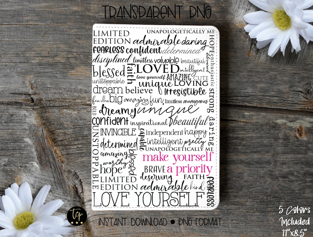 Positive Affirmations Notebook Cover PNG: Inspirational Sublimation ...