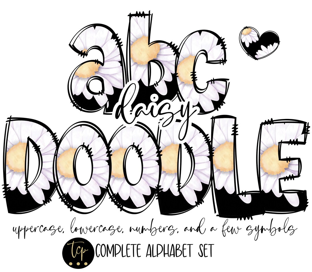 Doodle Letters PNG Alphabet Bundle, Hand Drawn Alpha Pack, Digital ...