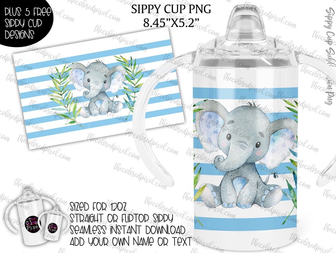 12oz Kids Sippy Cup Png, Elephant Sippy Cup Png, Digital Download Only ...