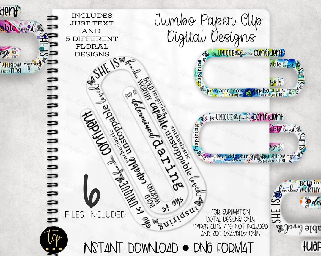 Jumbo Paper Clip Designs: Floral Affirmations (digital Download) - Etsy