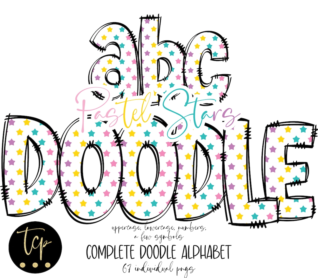 Doodle Letters PNG Alphabet Bundle, Hand Drawn Alpha Pack, Digital ...