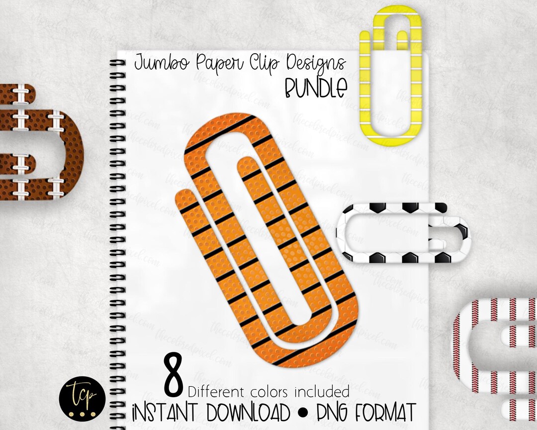 Jumbo Big Paper Clip Design Bundle (8), Paperclips, Digital Sublimation ...