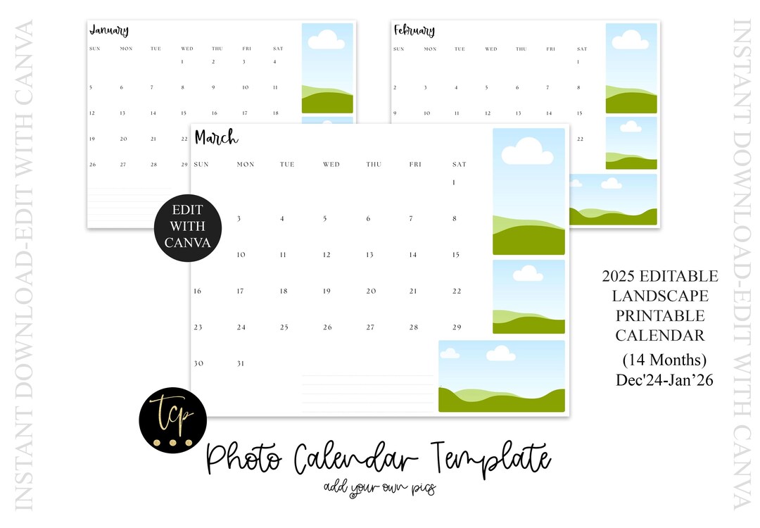 2025 Photo Calendar Template, Printable, Fully Editable With Canva ...