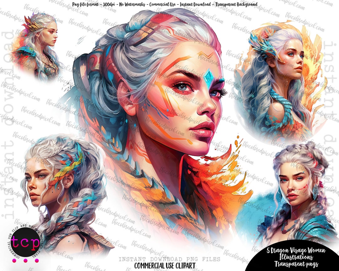Dragon Visage Clipart Dragon Queen Clipart Woman Dragon - Etsy