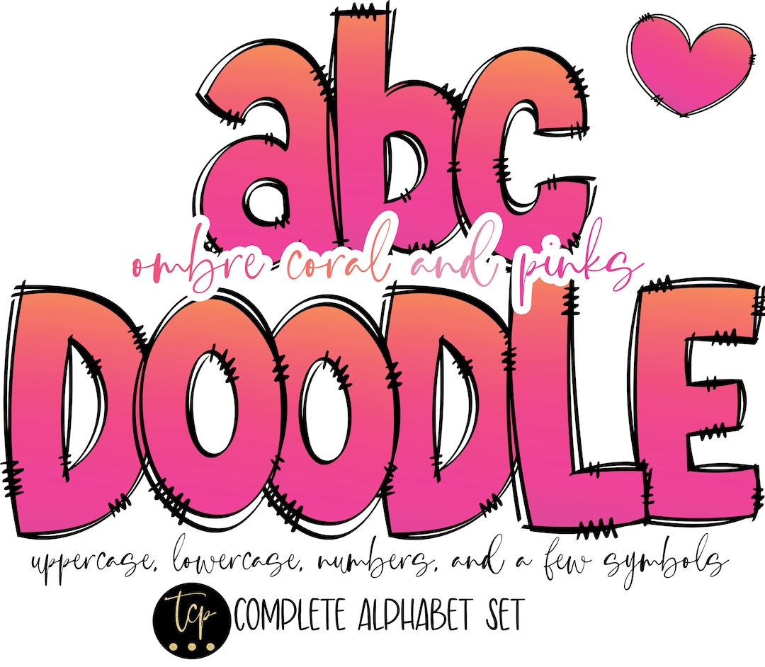 Doodle Letters PNG Alphabet Bundle, Hand Drawn Alpha Pack, Digital ...