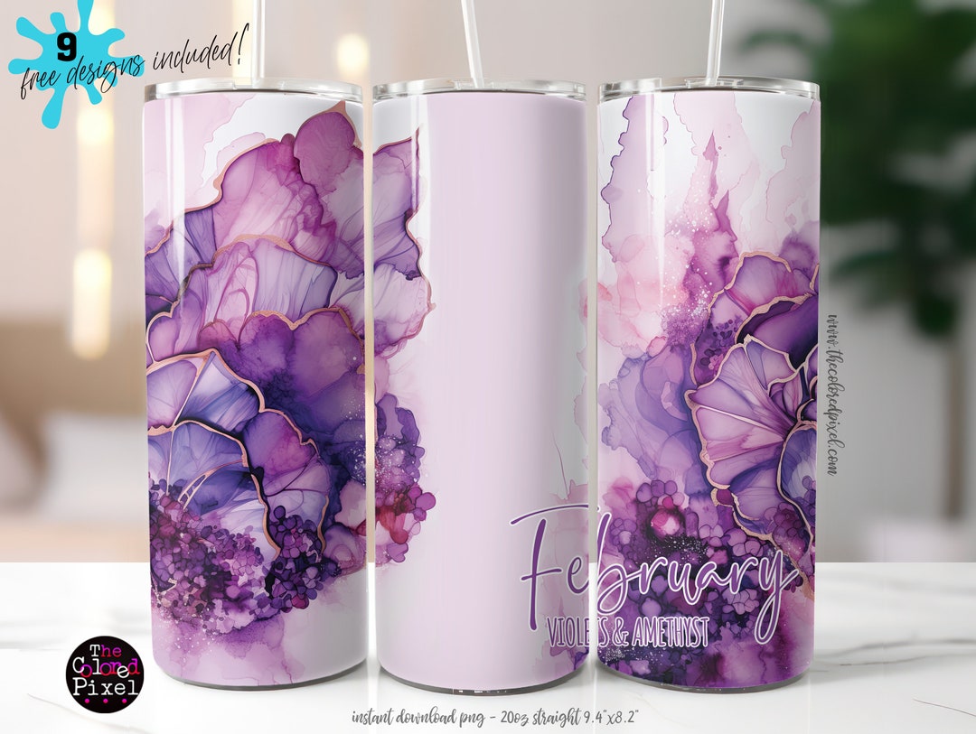 February Tumbler Wrap Png, 20oz Sublimation Wrap, 20oz Tumbler PNG ...