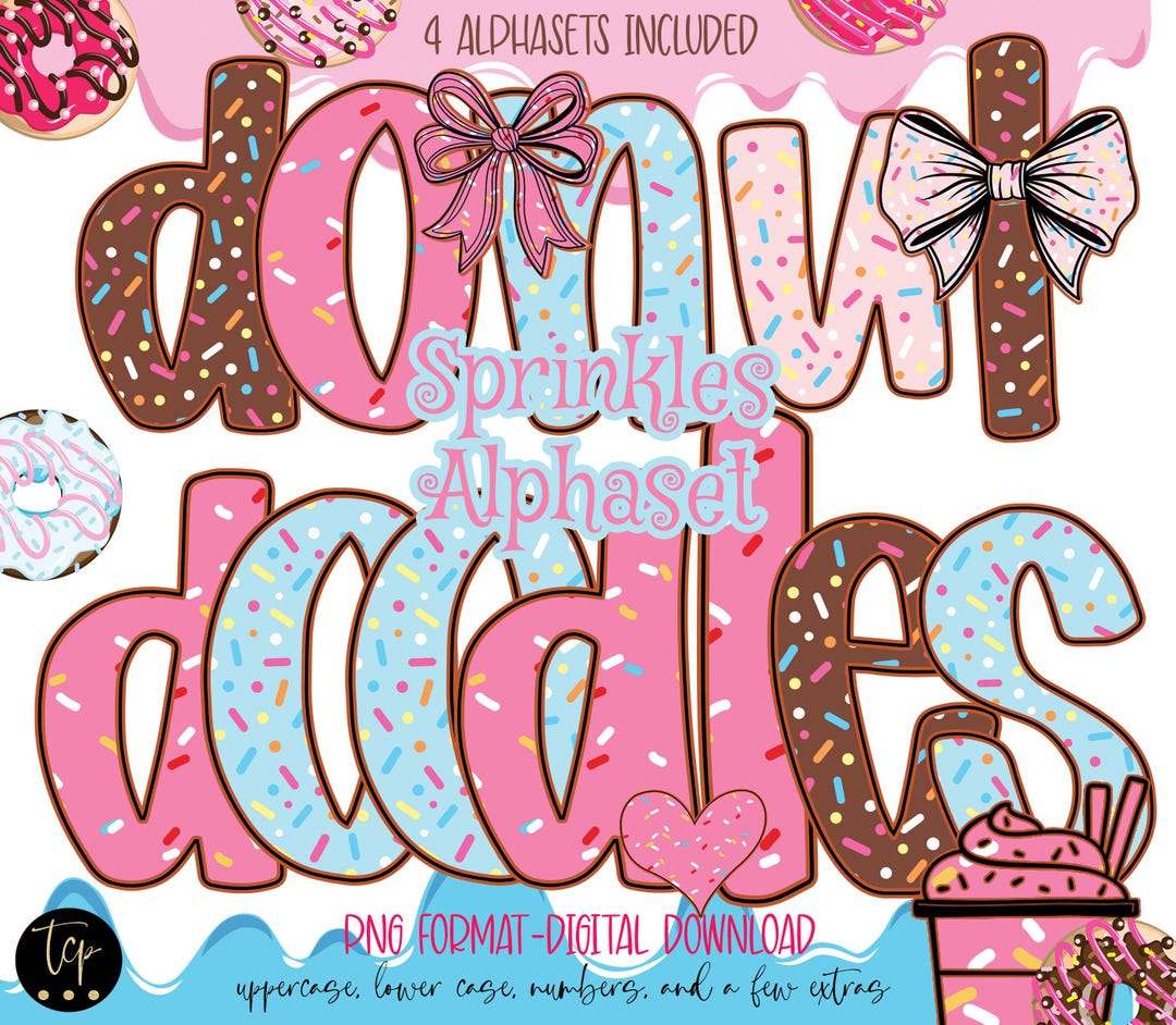 Donut Alphabet PNG Bundle: Hand-drawn Letters, Numbers, Donut Clipart ...