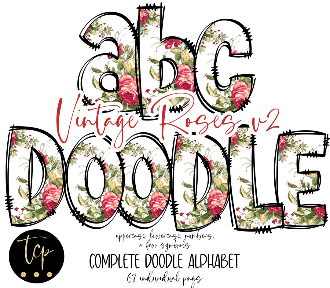 Doodle Letters PNG Alphabet Bundle, Hand Drawn Alpha Pack, Digital ...