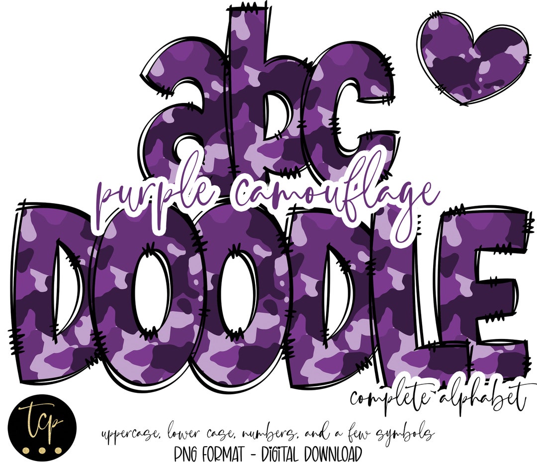 Camouflage Doodle Letters PNG Alphabet, Hand Drawn Alpha Pack, Digital ...