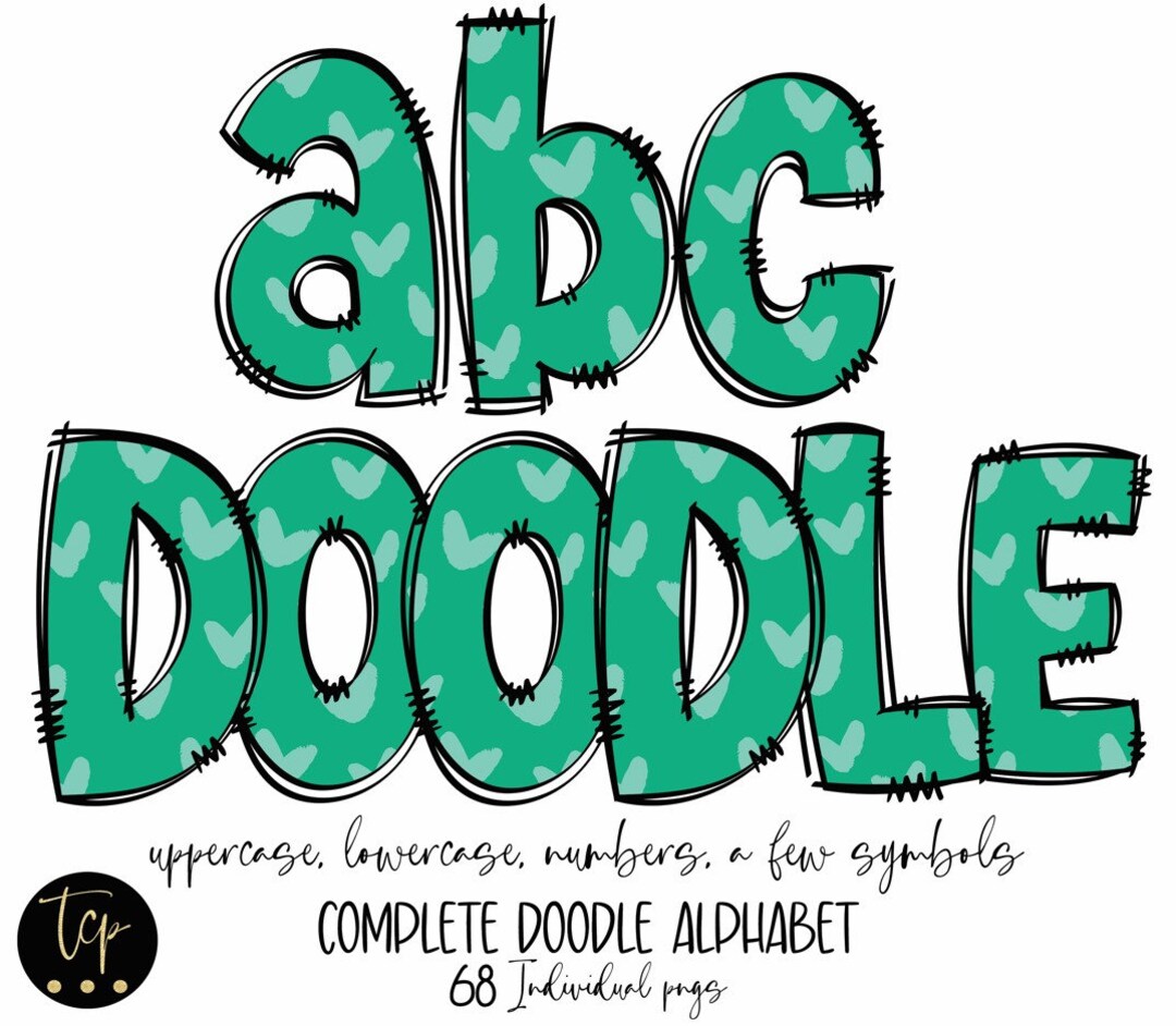 Doodle Letters PNG Alphabet Bundle, Hand Drawn Alpha Pack, Digital ...