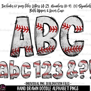 Baseball Alphabet Letters PNG Bundle, Baseball Sports Doodle Letters ...