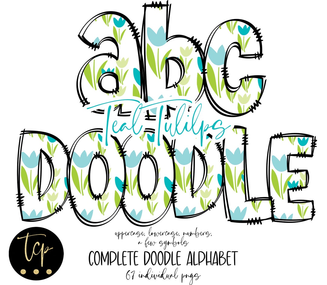 Doodle Letters PNG Alphabet Bundle, Hand Drawn Alpha Pack, Digital ...