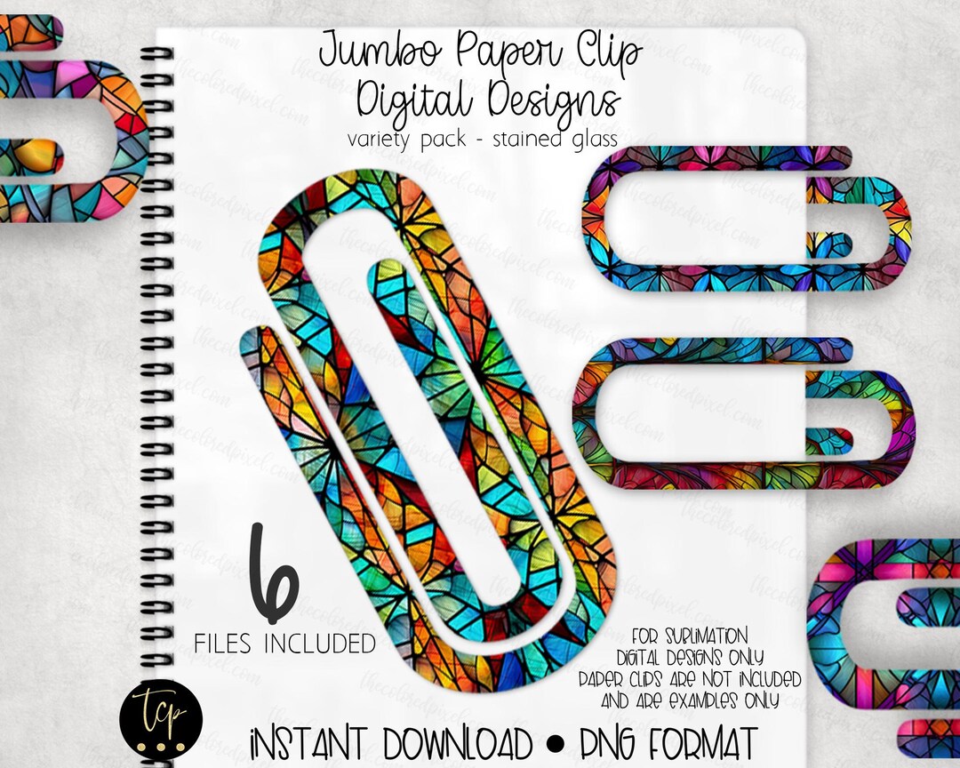 Jumbo Big Paper Clip Design Bundle (6), Paperclip, Digital Download ...